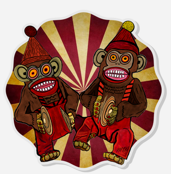 Cymbal Monkey Brothers Acrylic Pin Inspired by Jolly Chimp Toys ...